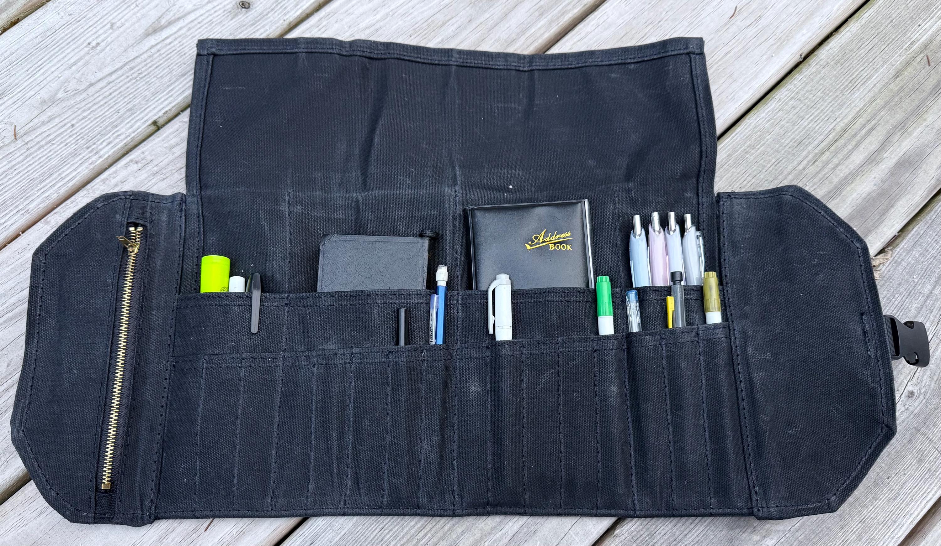 Waxed Canvas Artist Tool Roll – Handmade, Durable Pen & Pencil Case for ...