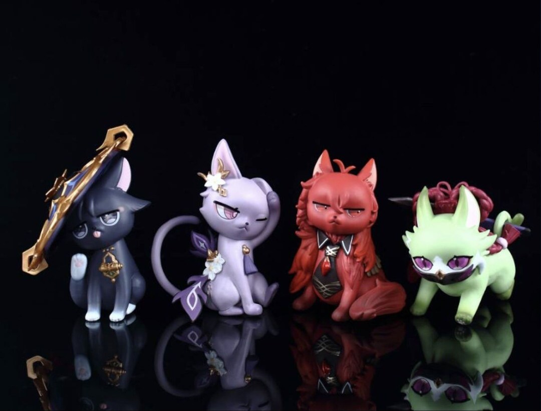Genshin Impact Cat Miniatures Scaramouche Keqing Kuki - Etsy