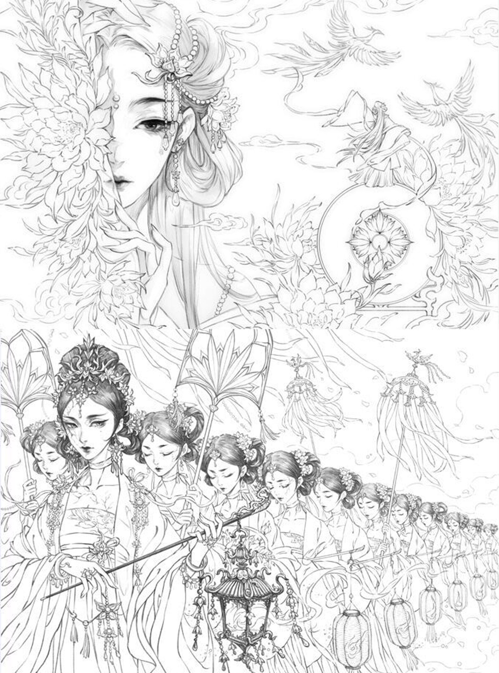 Colorful Time Chinese Coloring Book by Gu Ge Li 时花照影古戈力 - Etsy