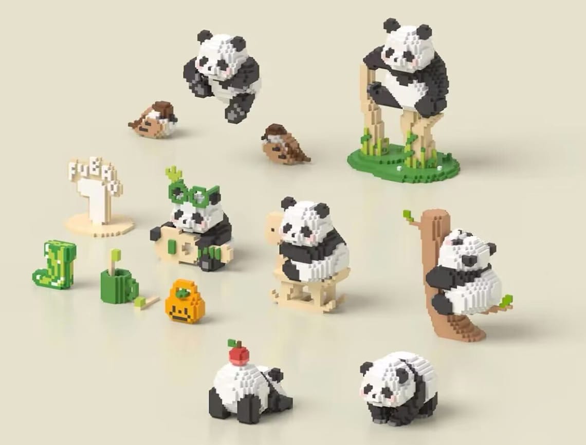 Instant Download Cute Panda 3D Perler Bead Pattern 7 Pieces Kit - Etsy