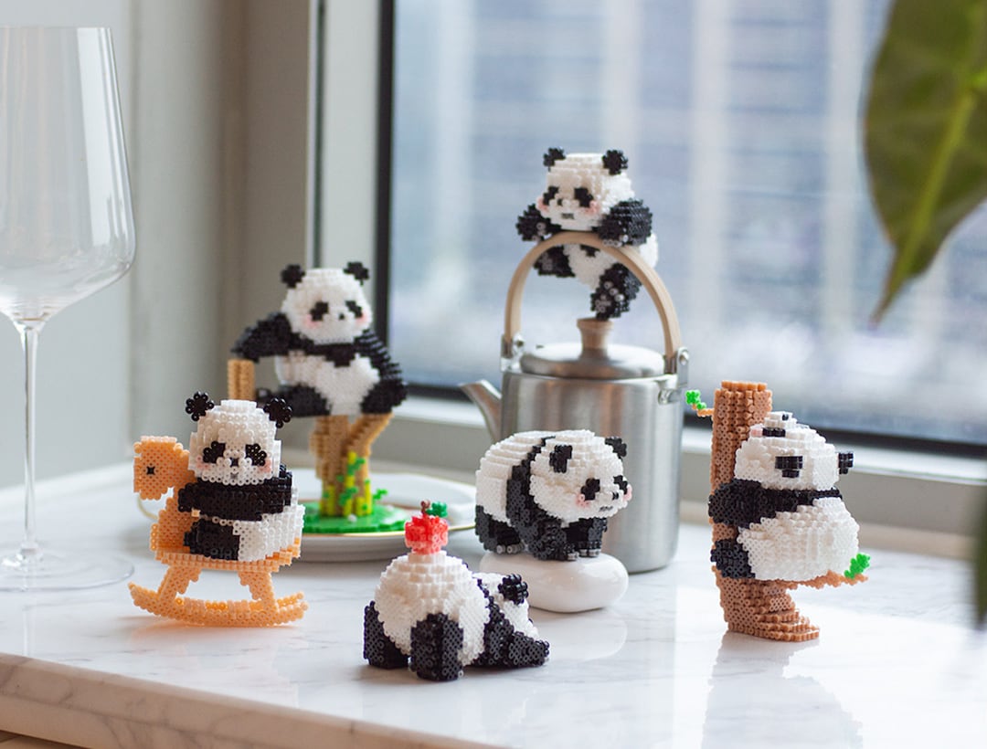 Instant Download Cute Panda 3D Perler Bead Pattern 7 Pieces Kit - Etsy