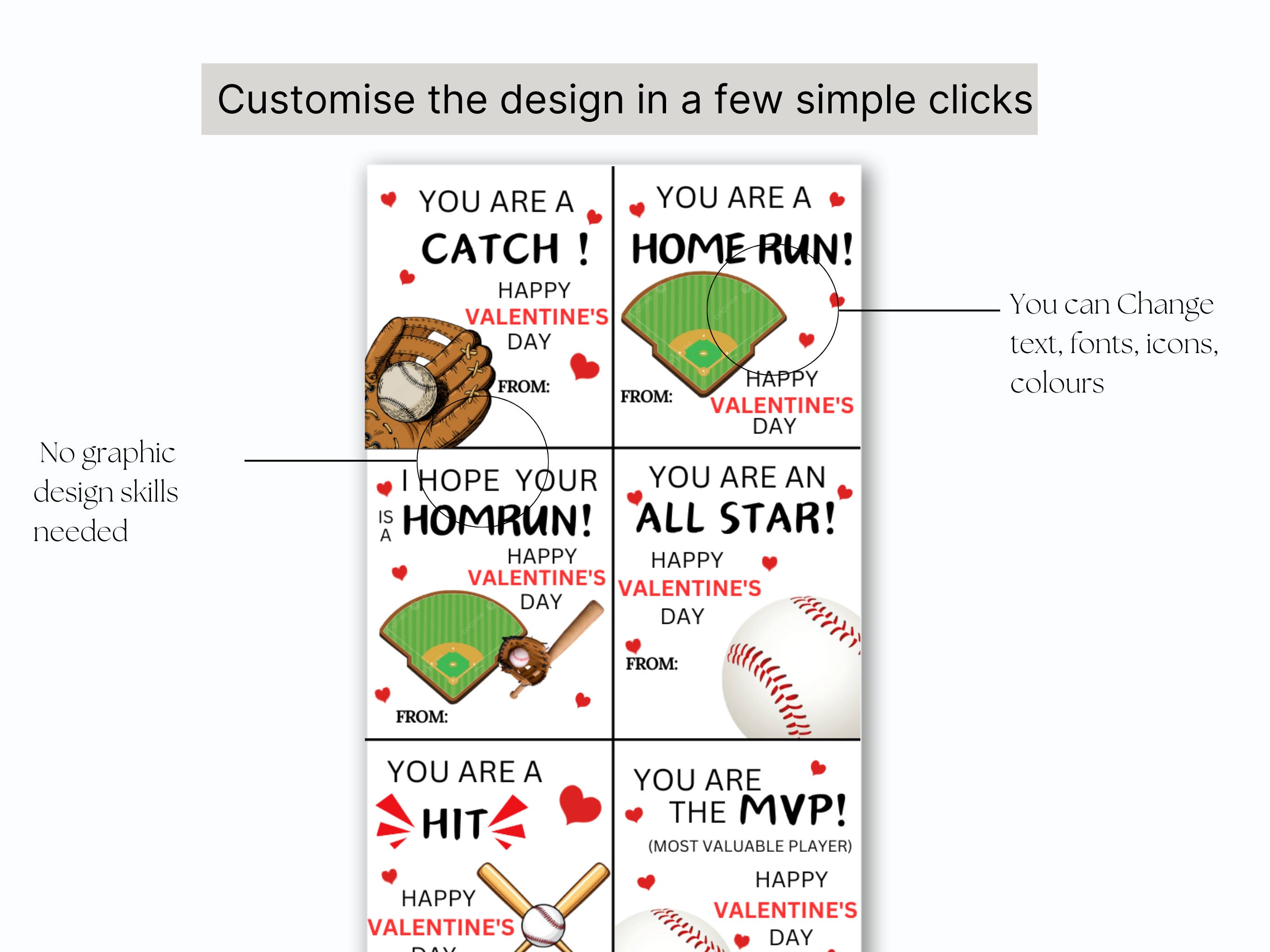 Editable BASEBALL VALENTINE CARDS, Valentine's Day Card, Baseball ...