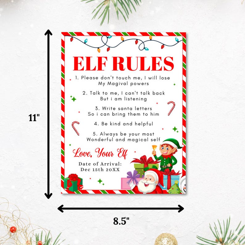 Editable ELF RULES SIGN, Fun Elf Welcome Letter, Perfect Printable for ...