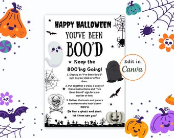 Editable YOU'VE BEEN Boo'd Signs, Halloween, Printable, Boo'd, Booed ...