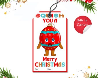 Editable SQUISH CHRISTMAS Tag, Squishing You A, Squishing Tag, Merry ...