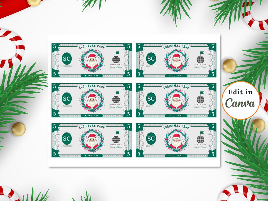 Editable North Pole Play MONEY, Printable Dollar Bill, CHRISTMAS KIDS ...