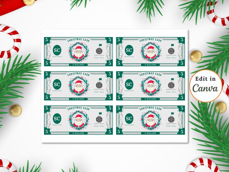 Editable North Pole Play MONEY, Printable Dollar Bill, CHRISTMAS KIDS ...