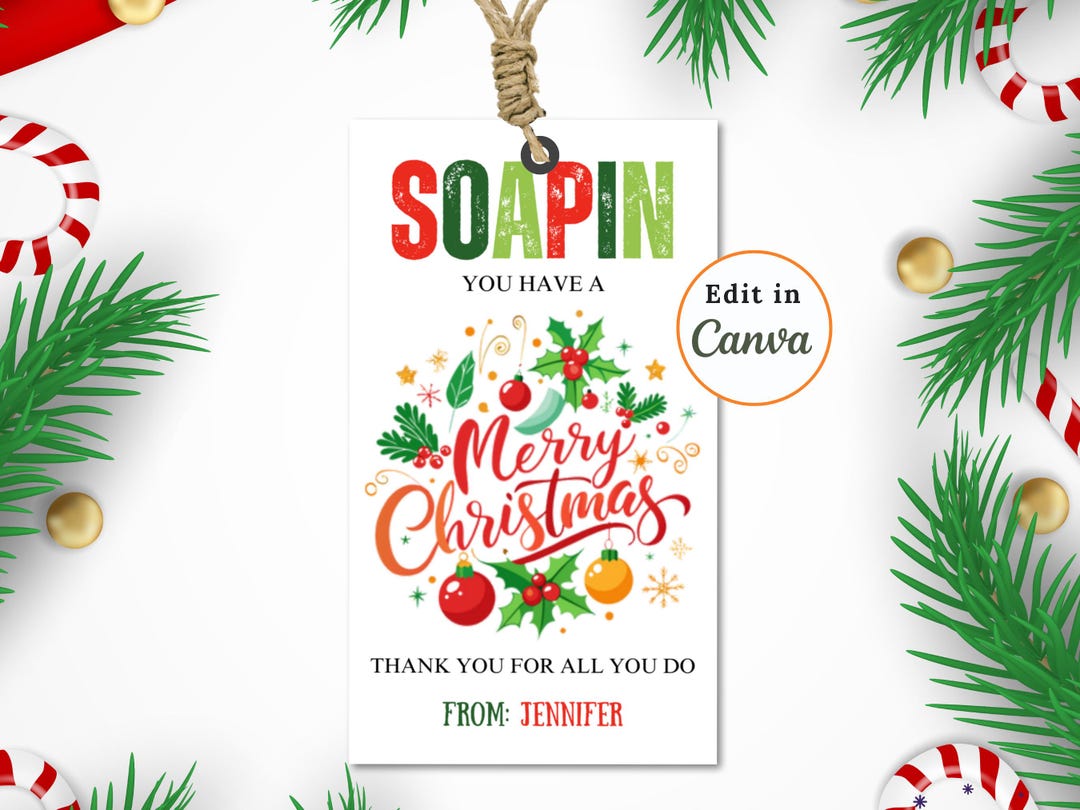 Editable CHRISTMAS SOAP Tag, Perfect for Holiday Gifts, Ideal for ...