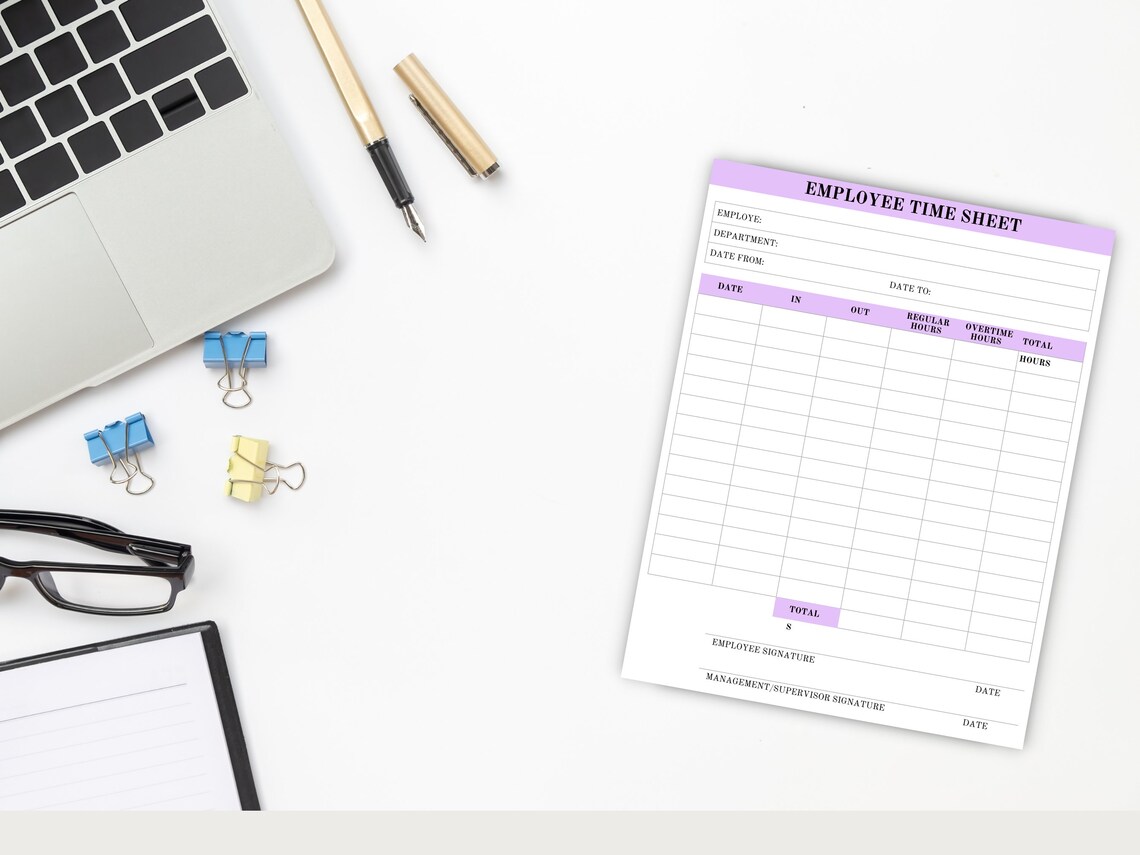 Editable EMPLOYEE TIME Sheet, Printable Time Sheet, Time Keeping Log ...