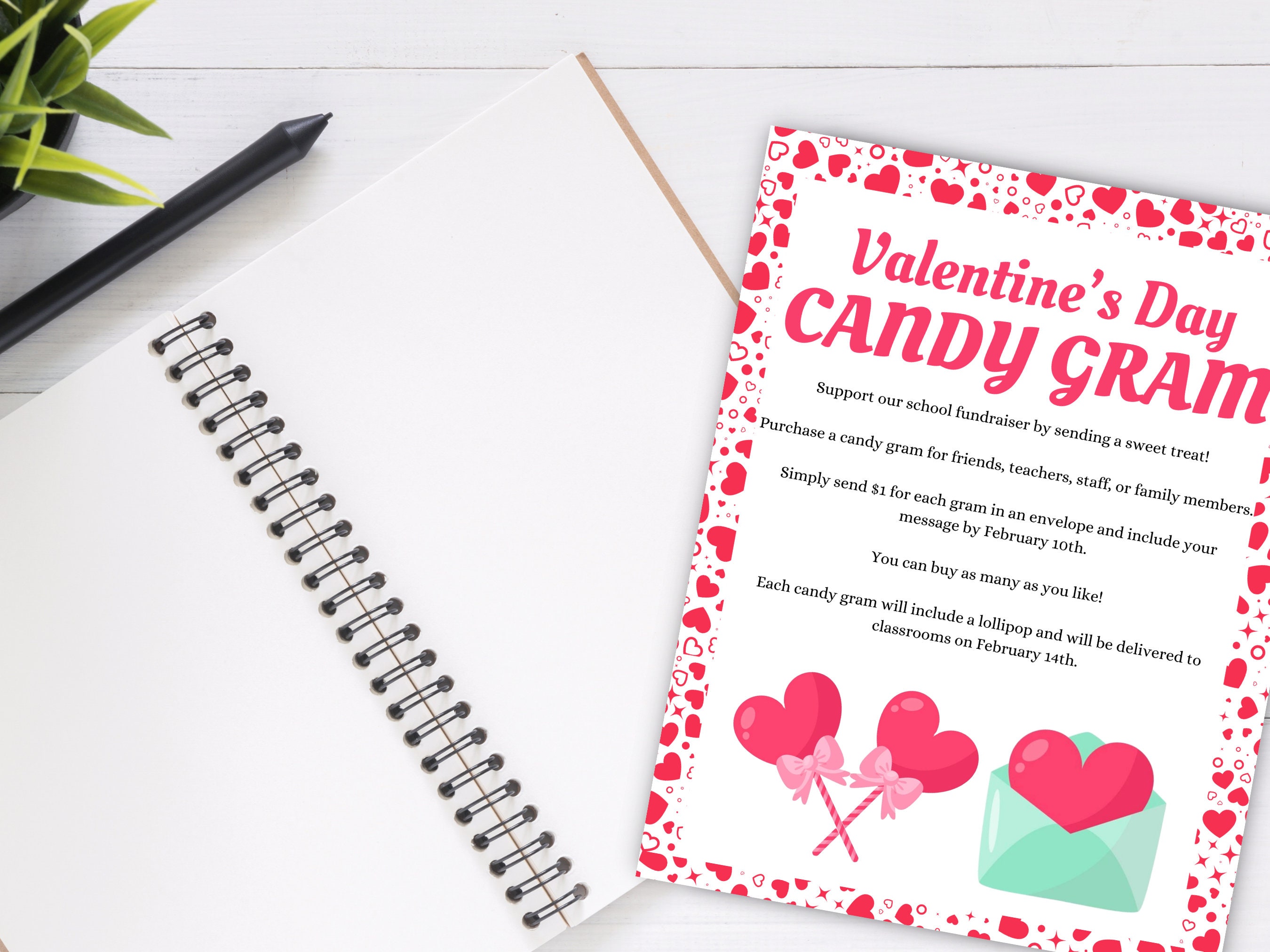 Editable VALENTINE'S DAY CANDY Gram Flyer, Candy Gram Flyer, Valentine ...