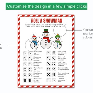 Editable ROLL A SNOWMAN, Fun Printable Game for Family Holiday Fun ...