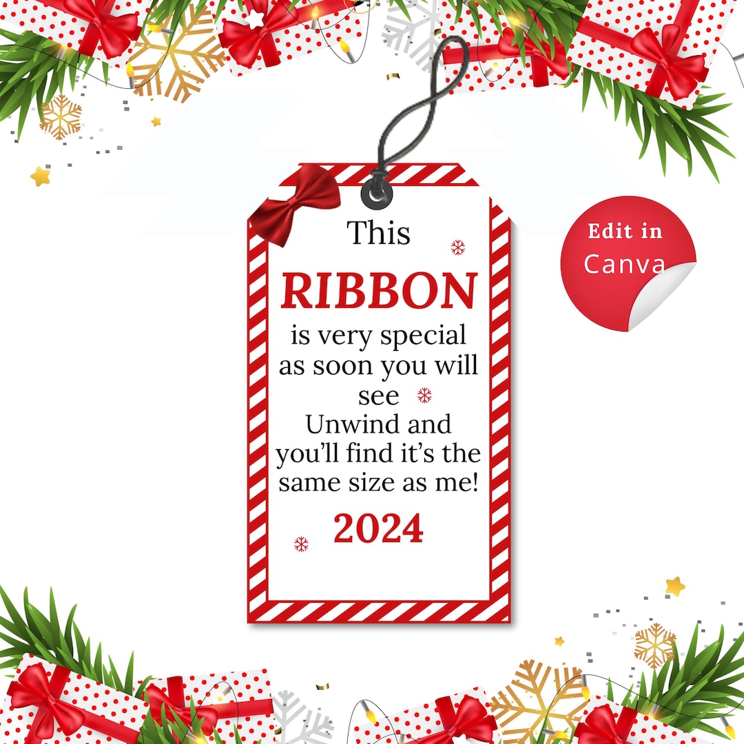 Editable CHRISTMAS RIBBON Ornament Tag, Printable Keepsake for Kids ...