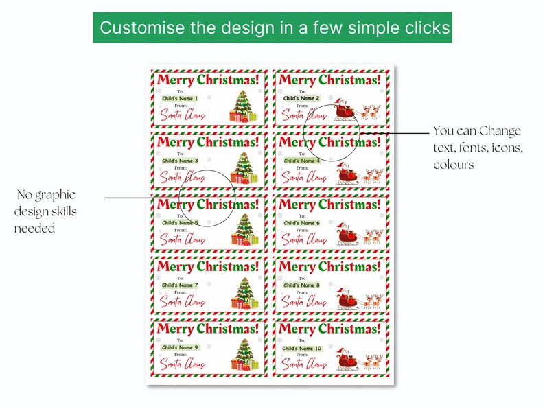 Editable SANTA Tags, Printable CHRISTMAS Gift LABELS, Festive Stickers ...
