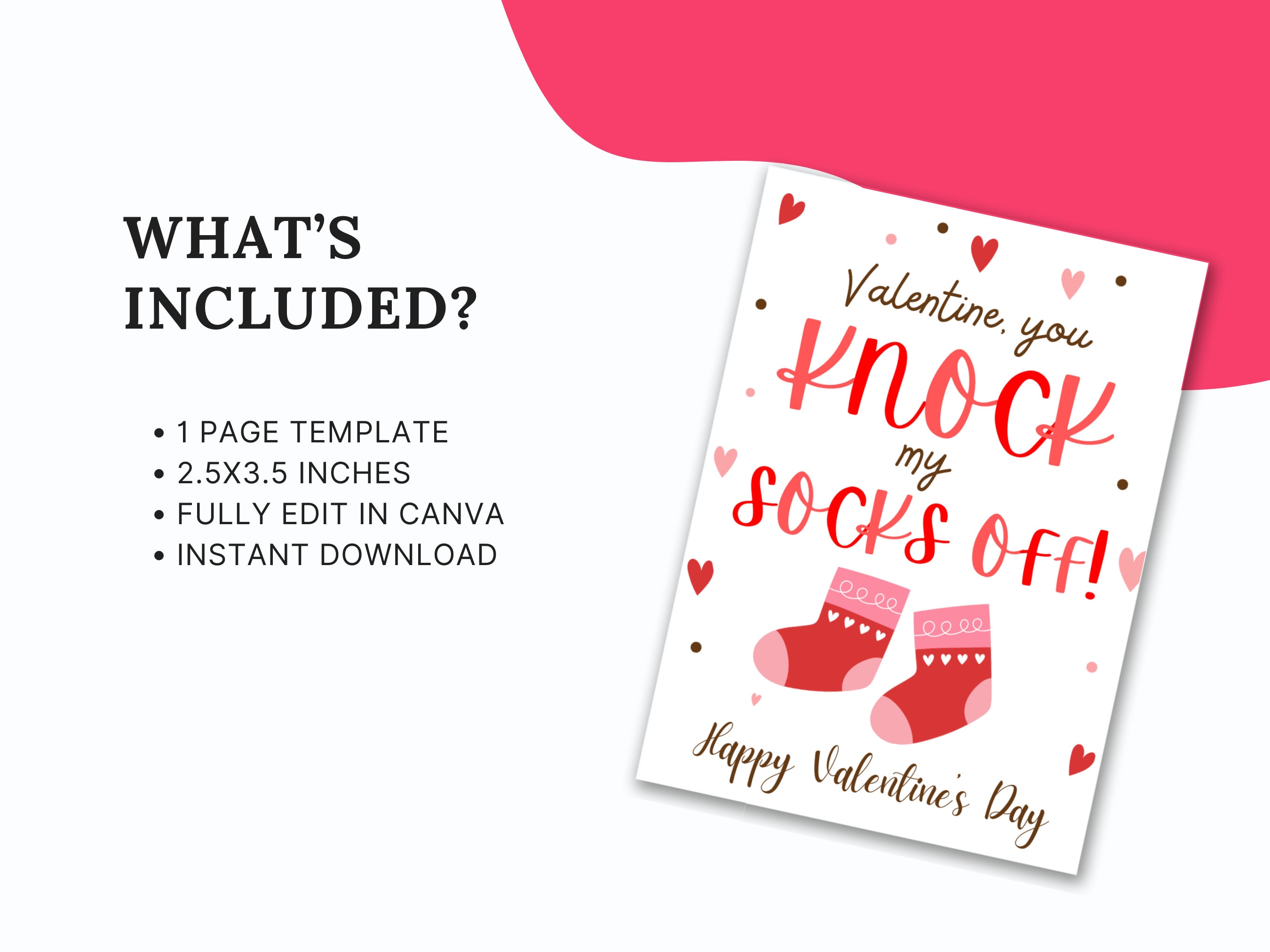 Editable Valentine SOCK TAGS, Printable Socks Gift Tag,knock Socks off ...