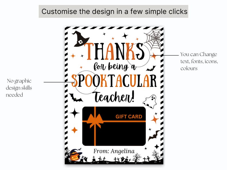 EDITABLE HALLOWEEN TEACHER Gift Card Holder, Halloween, Teacher Gifts ...