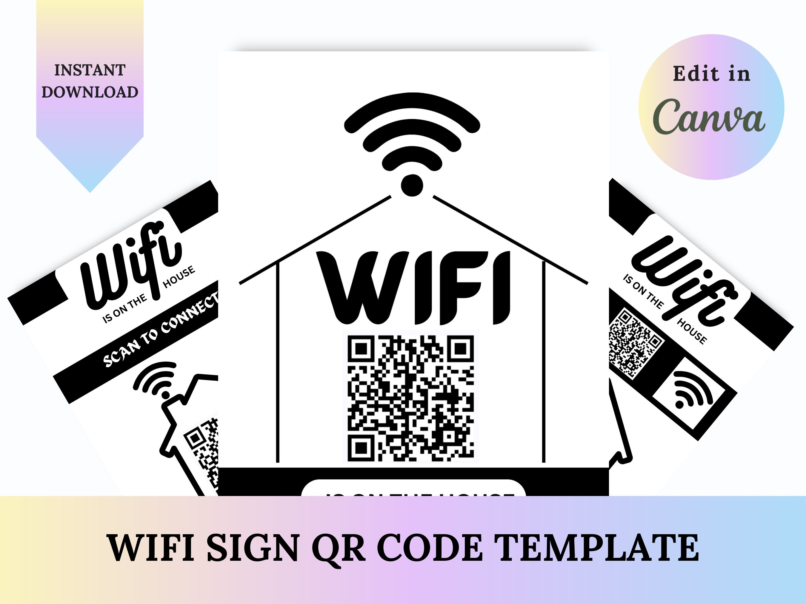 Editable WIFI SIGN QR Code, Home Airbnb Wif,wifi Sign Qr Code,wifi ...