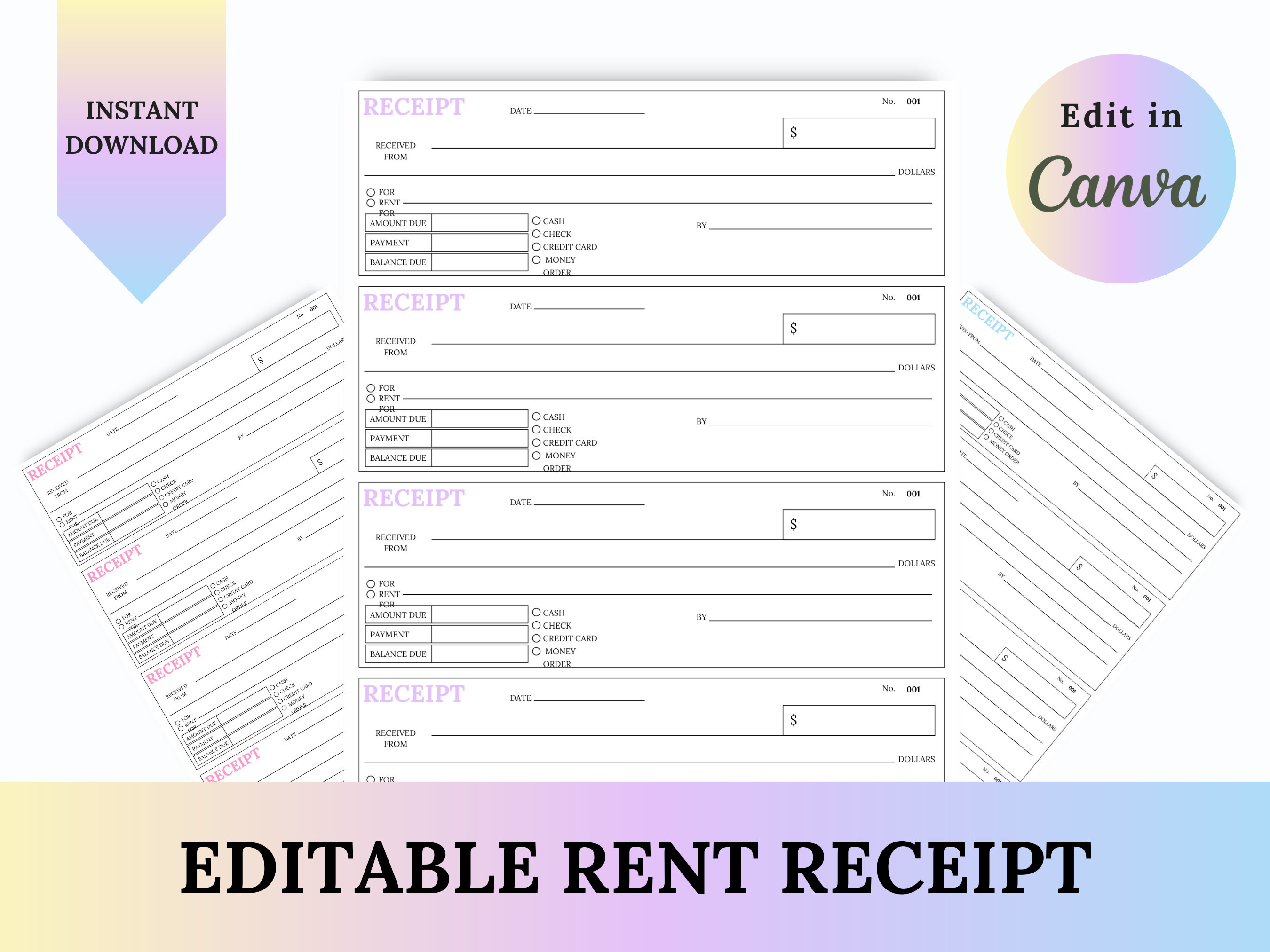 EDITABLE RENT Receipt,receipt Template, Receipt Template,business ...