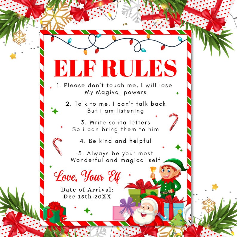 Editable ELF RULES SIGN, Fun Elf Welcome Letter, Perfect Printable for ...