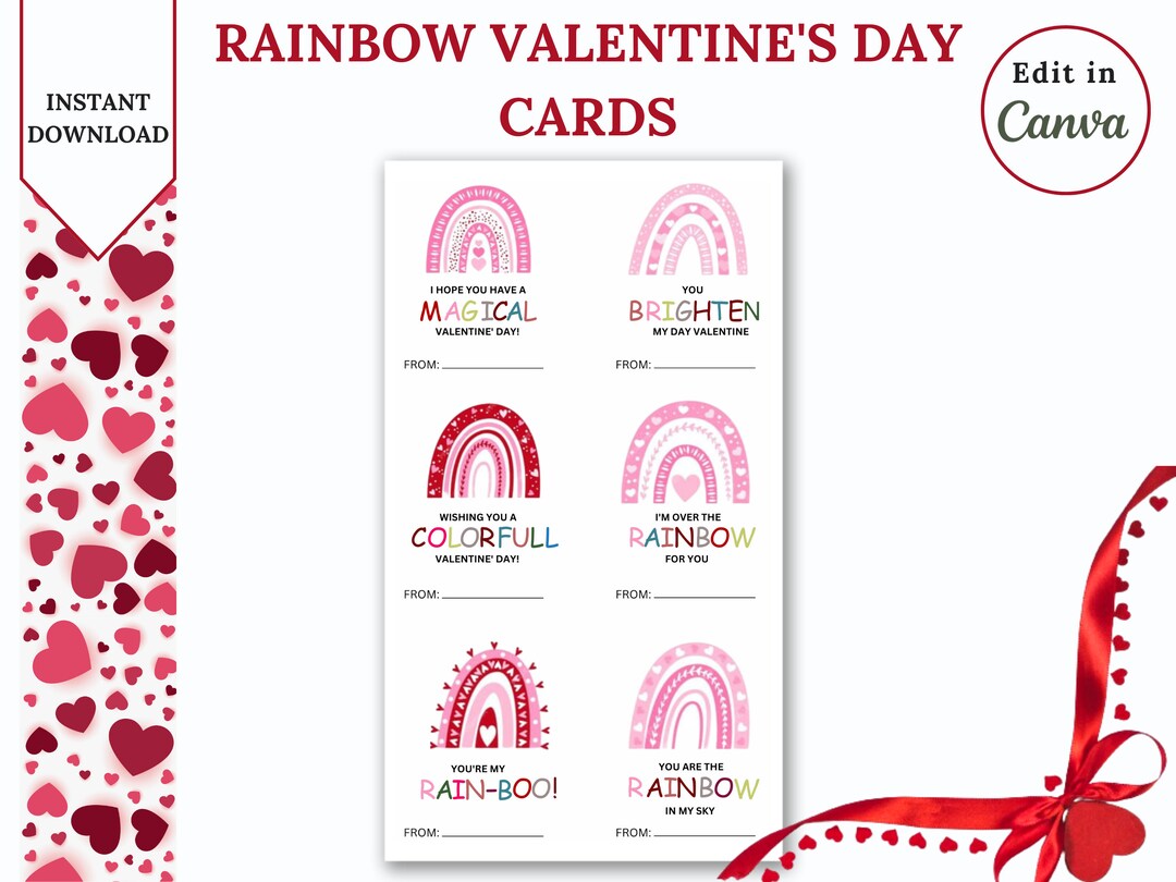 RAINBOW VALENTINE'S DAY Cards, Rainbow Valentines, Rainbow, Valentines ...