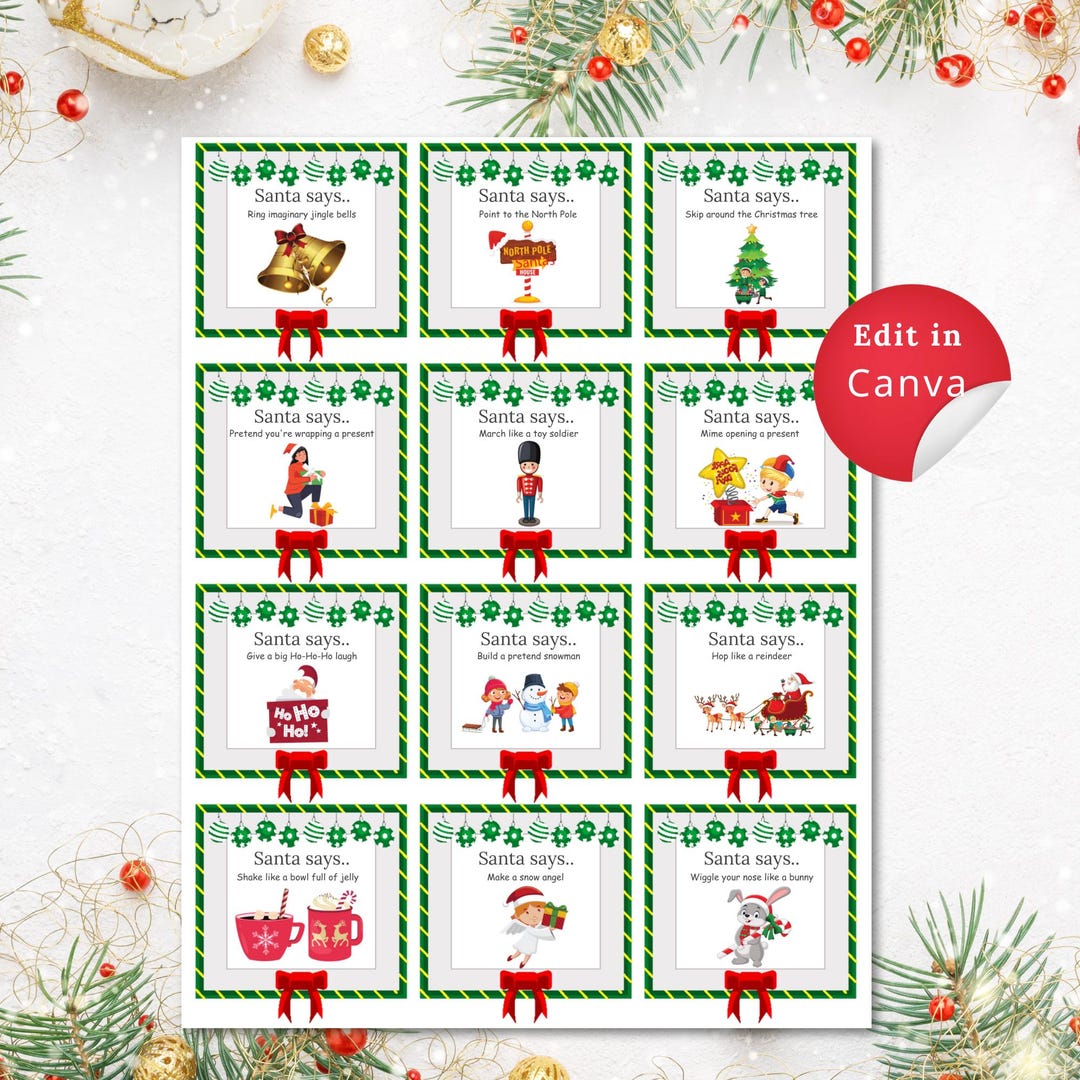 Editable SANTA SAYS Game, Fun Christmas Twist on Simon Says, Perfect ...