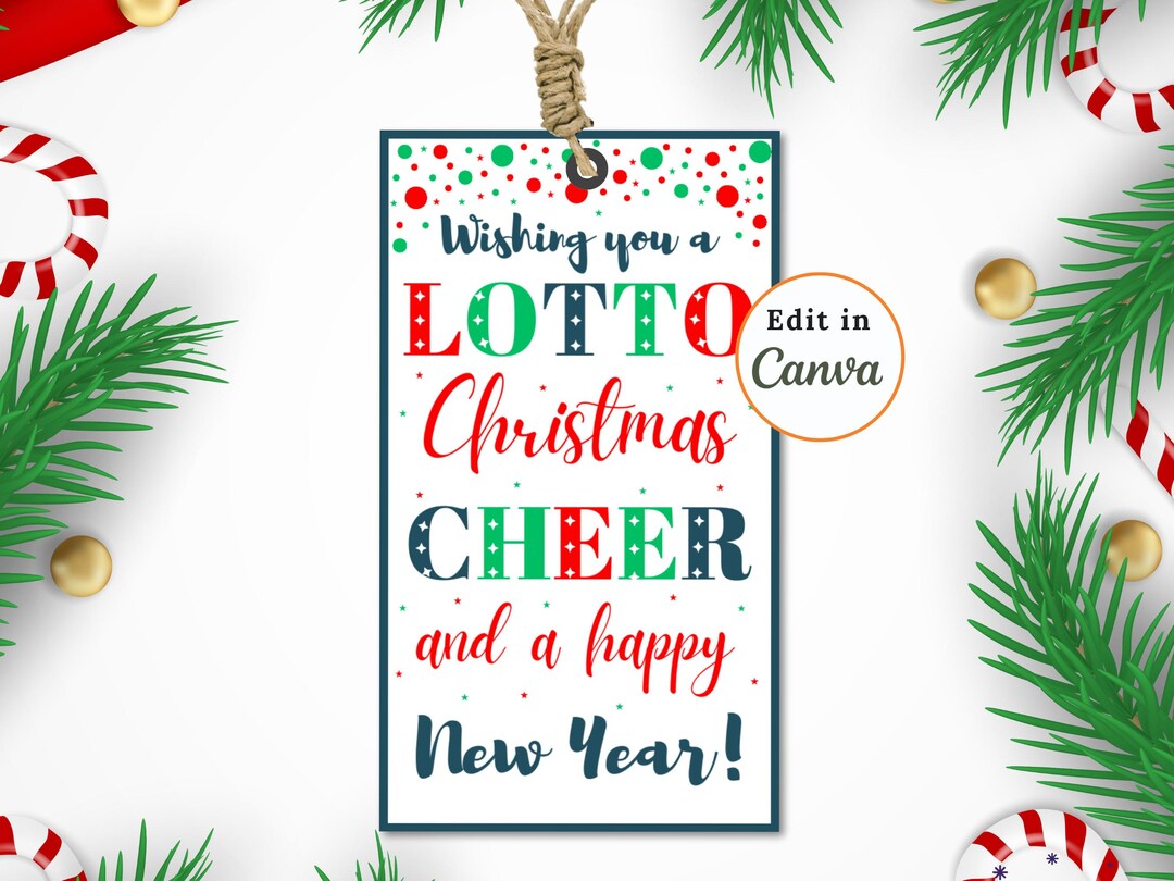 Editable Wishing You A LOTTO Cheer , Happy New Year Gift Tag, Holiday ...