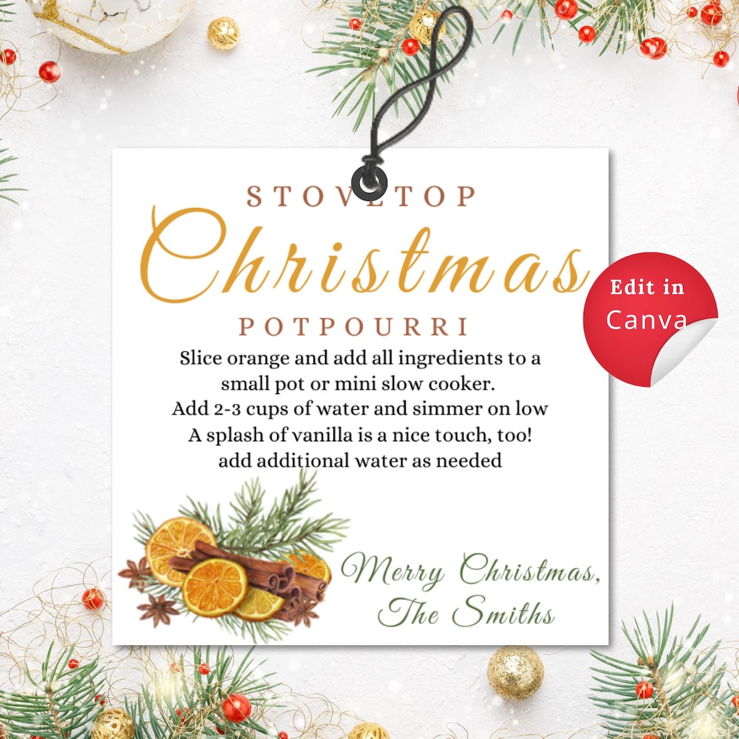 Editable SIMMER Pot INSTRUCTIONS Tag, Holiday & Christmas Potpourri ...