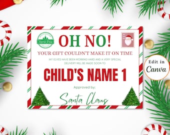 Editable LATE CHRISTMAS Gift Notice From Santa Claus Template, From ...