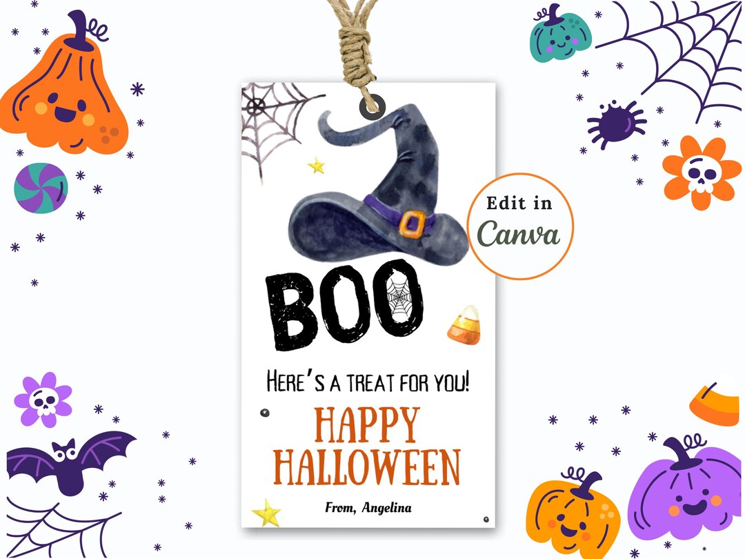 Editable Halloween Favor Tags, BOO Gift Tag, Trick or Treat Bag Tag ...