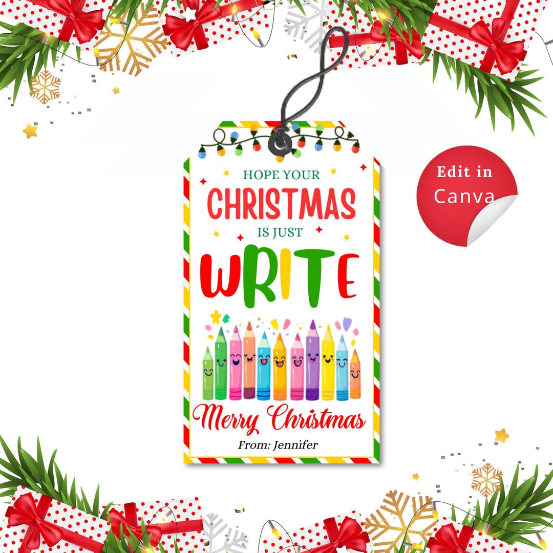 Editable CHRISTMAS PENCIL Tags, Printable HOLIDAY Gift Tags for Kids ...