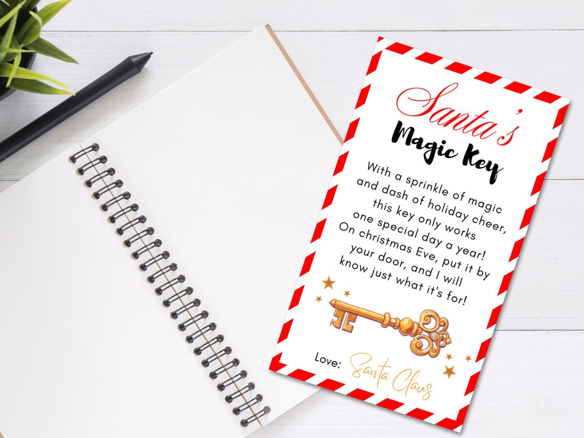 Editable SANTA'S MAGIC KEY Tags, Printable Christmas Eve, Santa Claus ...