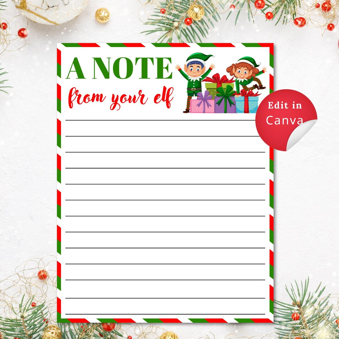 Editable ELF NOTECARD, Printable Elf Notes, Letters From Elf, Perfect ...