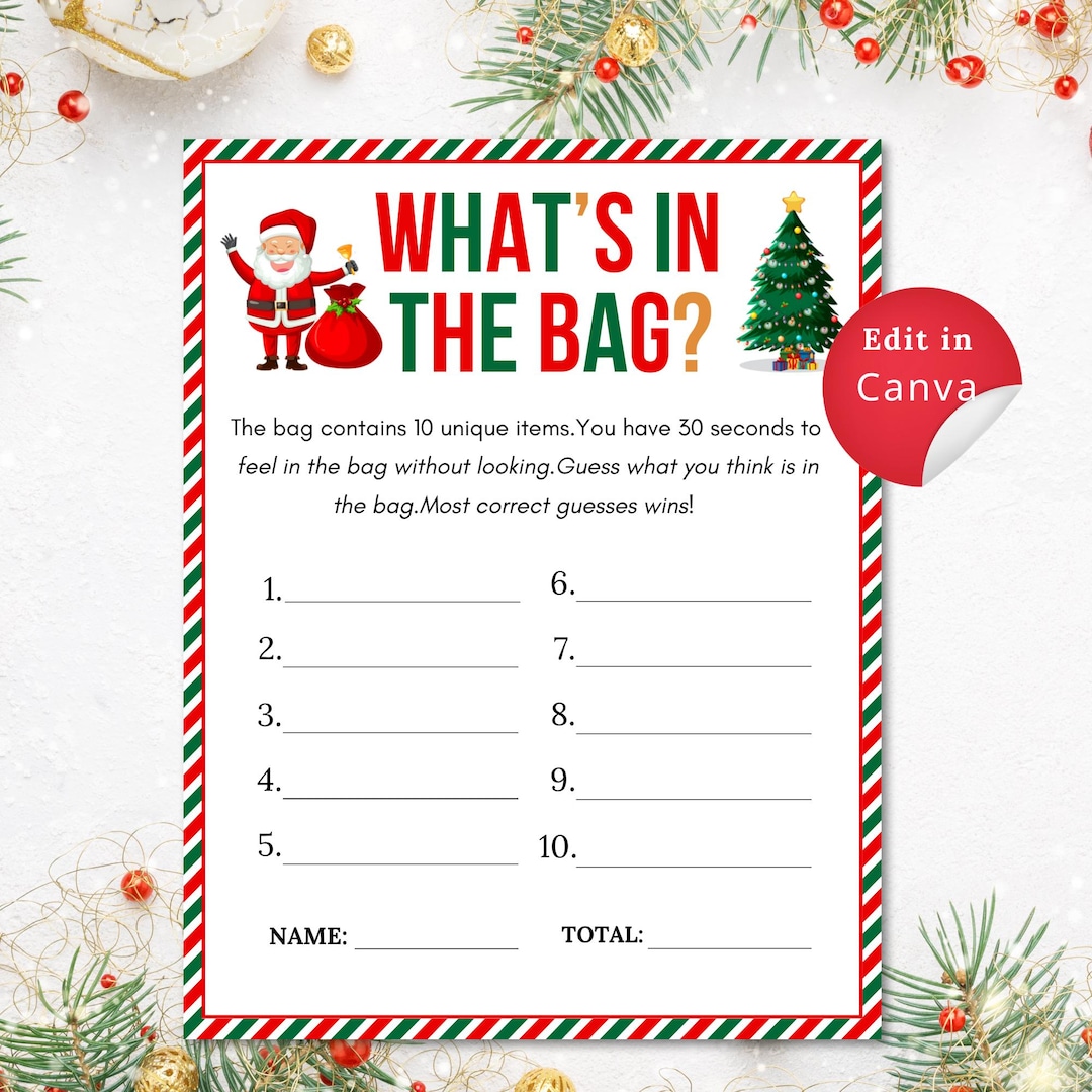 Editable WHAT'S in the BAG?, CHRISTMAS Game, Fun Adult Party Activity ...
