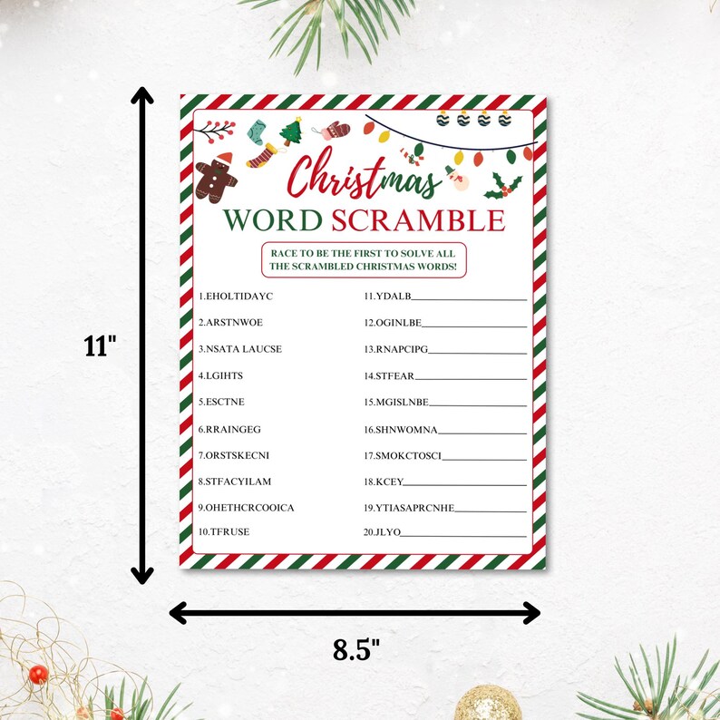 Editable HOLIDAY WORD SCRAMBLE, Fun Christmas Game, Printable Activity ...