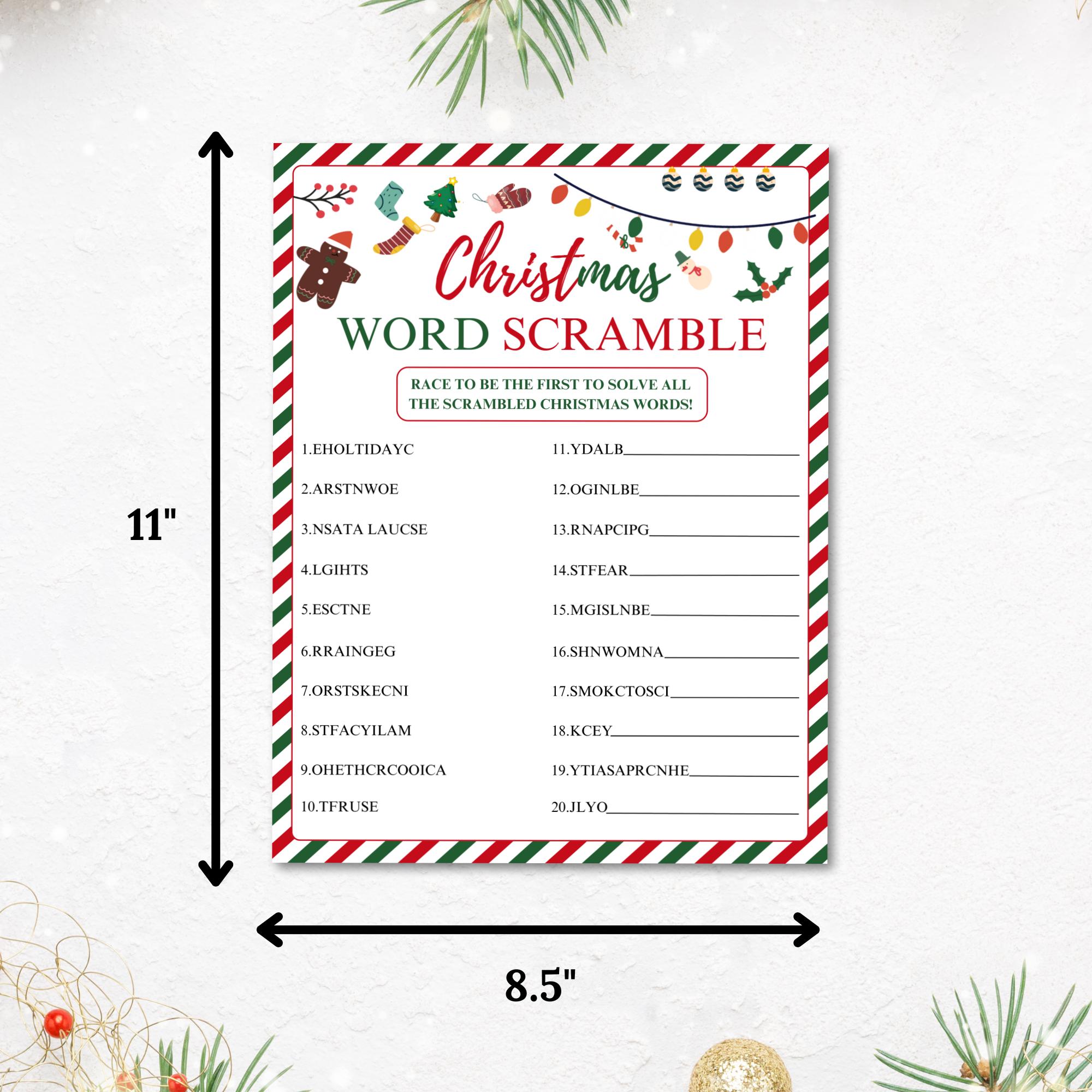 Editable HOLIDAY WORD SCRAMBLE, Fun Christmas Game, Printable Activity ...