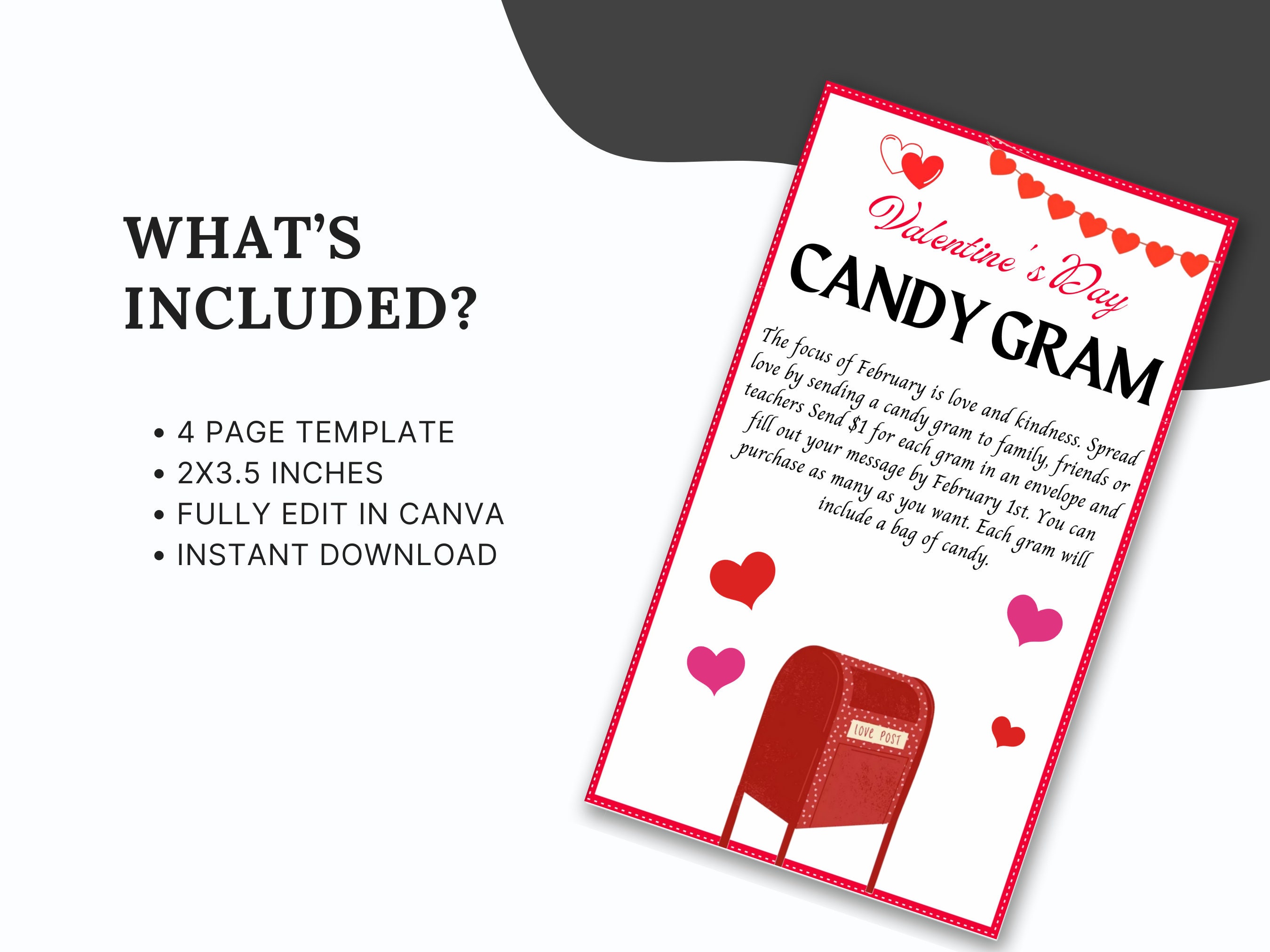 Editable Valentines Day Candy Gram PRINTABLE, Candy Gram Template ...