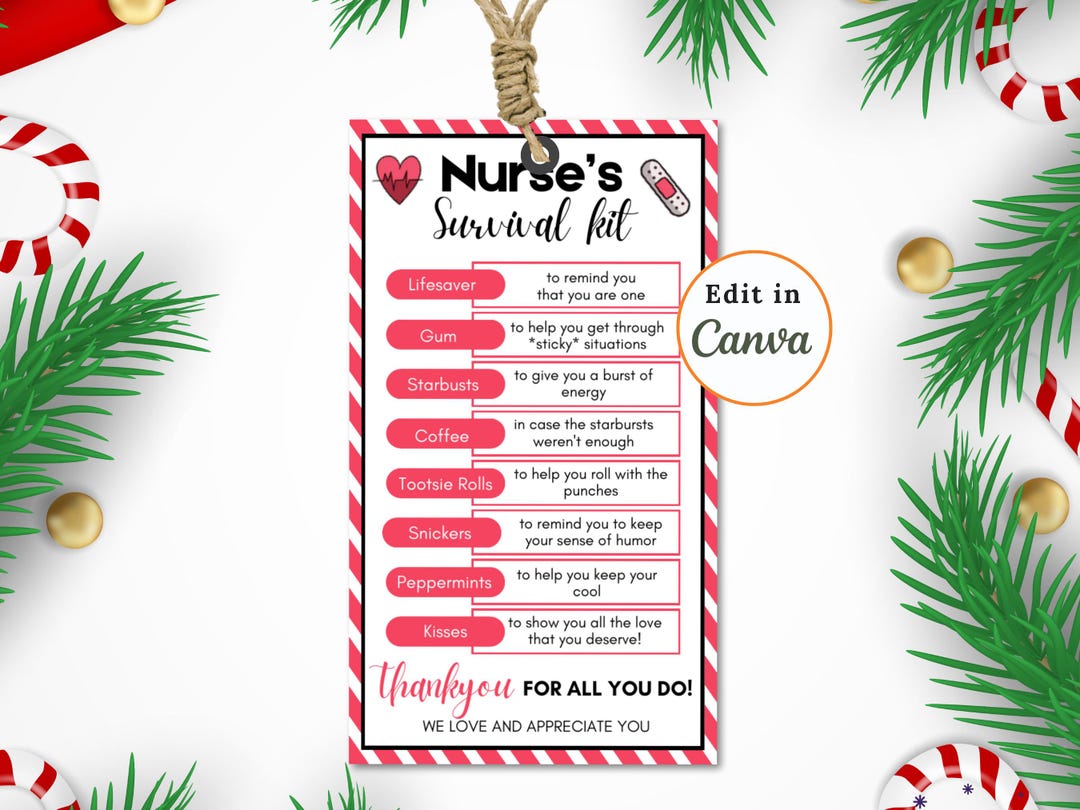 Editable NURSE'S SURVIVAL Kit, Nursing School TREAT, Back to School ...