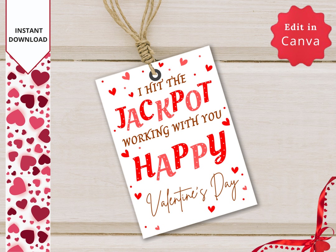 Editable Hit the Jackpot Working With You Tag, Lotto Card Valentine’s ...