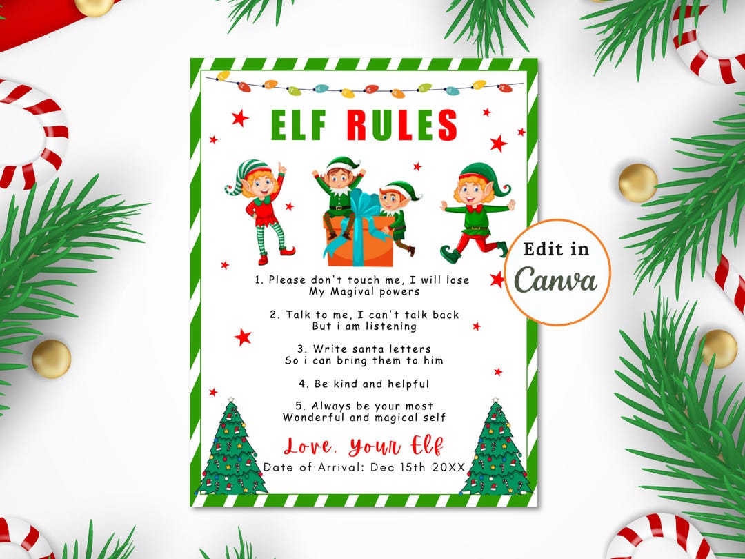 Editable ELF RULES SIGN, Fun Elf Welcome Letter, Perfect Printable for ...