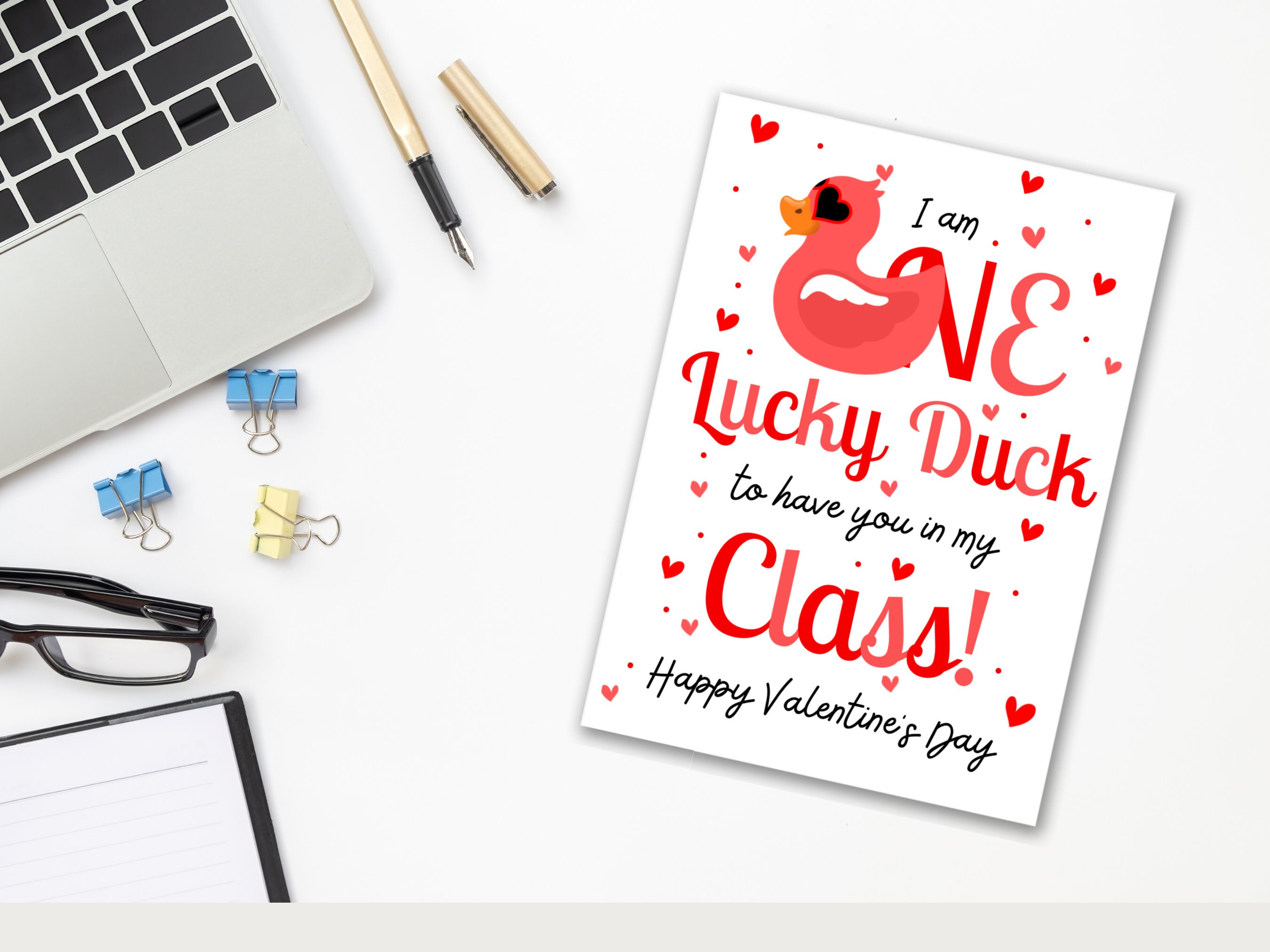 Editable One Lucky Duck Printable,lucky Duck Valentine,duck Valentine ...