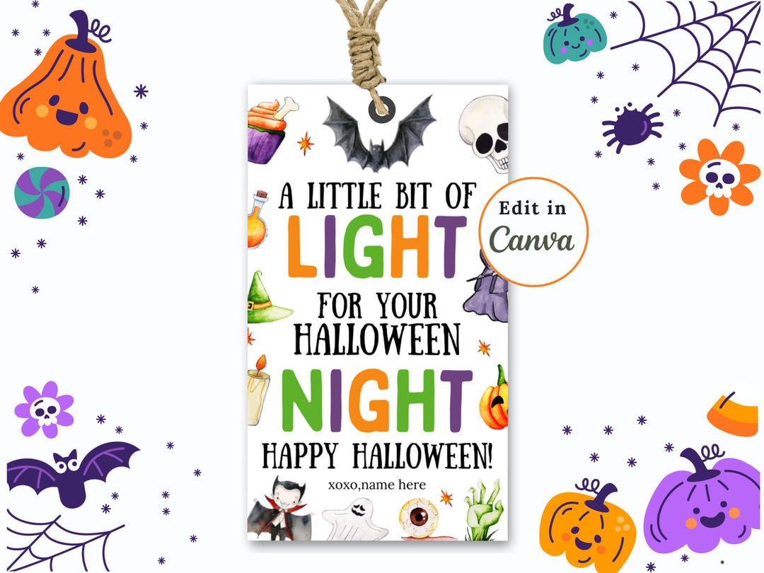 Editable Halloween GLOW Stick Holder, Printable Light for Halloween ...