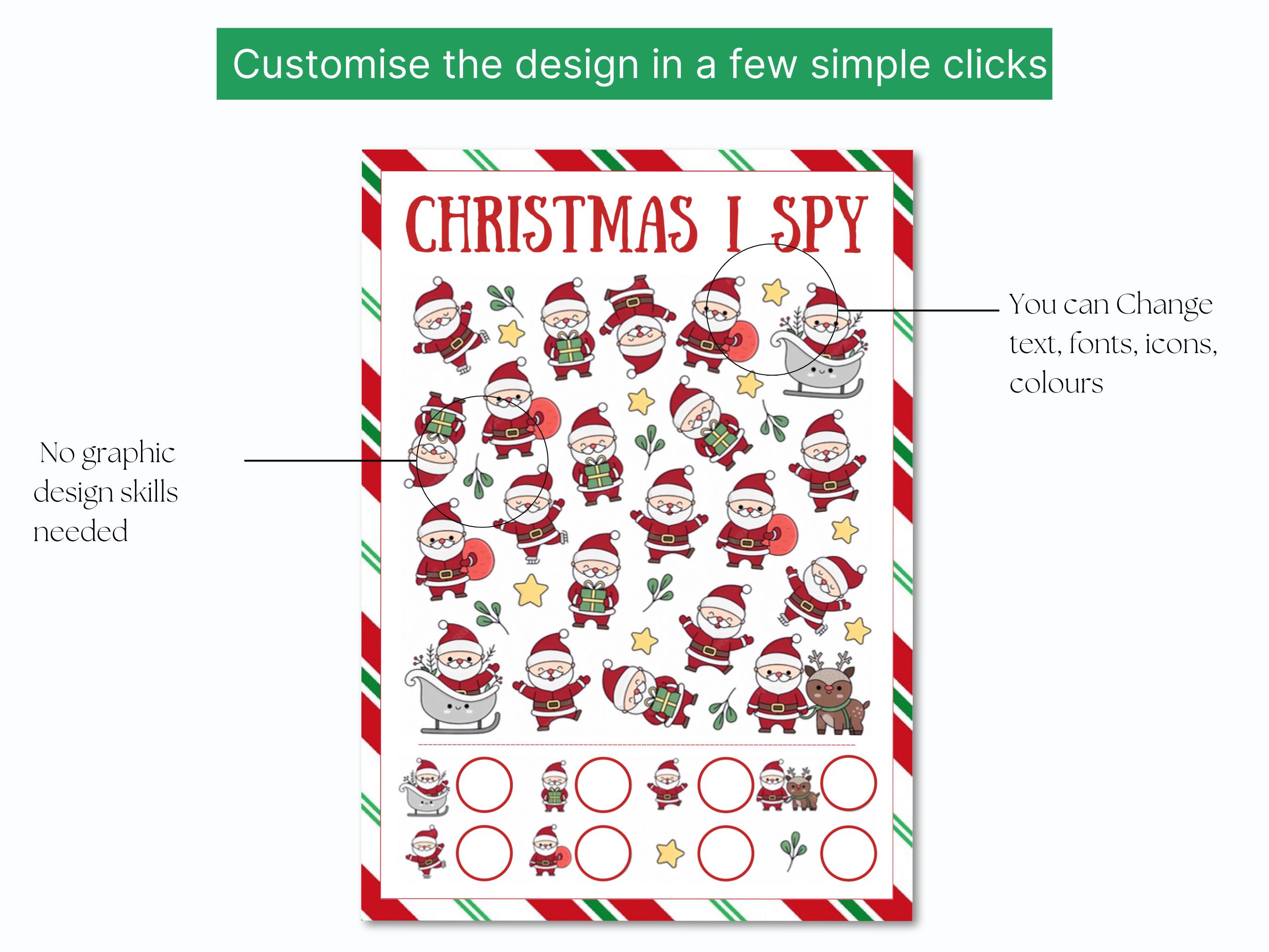 Editable Christmas I SPY Game, Fun HOLIDAY Activity for Kids, Christmas ...