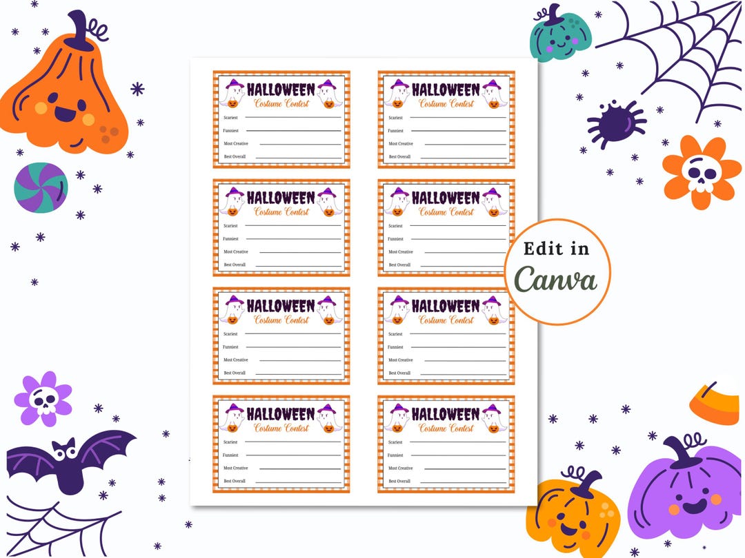 Editable Witch Costume Contest Certificate,costume Contest Score Card ...
