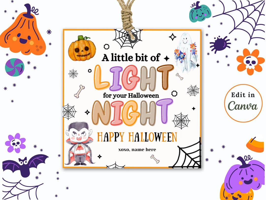 EDITABLE LIGHT YOUR Halloween Night Glow Stick Friend, Staff ...