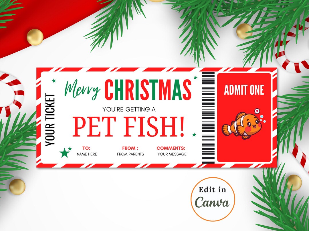 Editable Pet FISH GIFT CERTIFICATE, Voucher Template, Surprise Goldfish ...