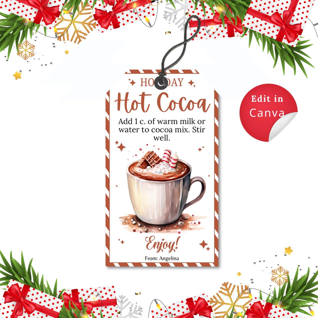 Editable HOMEMADE HOLIDAY Hot Cocoa Christmas GIFT, Homemade Hot ...