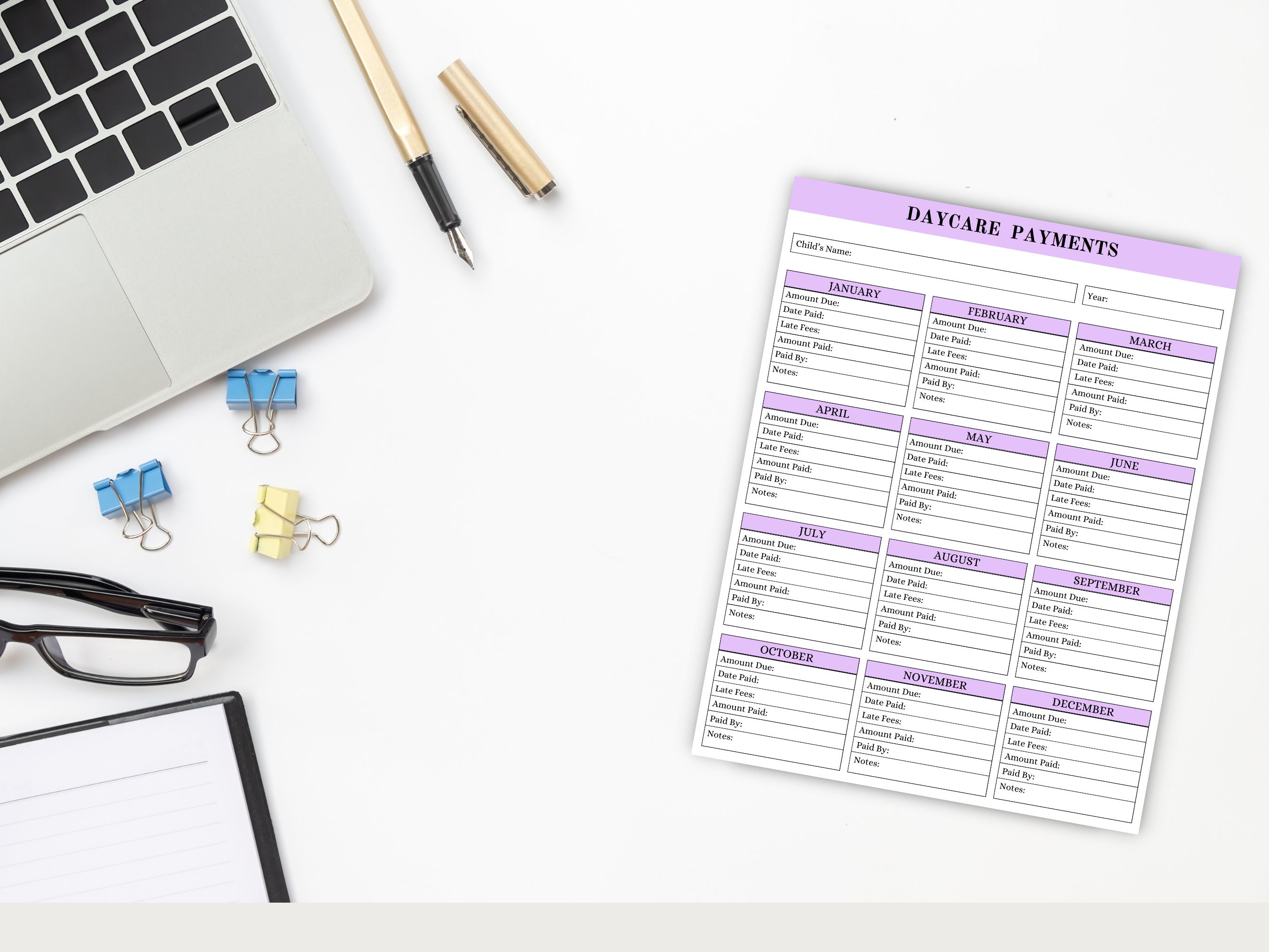 Editable DAYCARE PAYMENTS PRINTABLE, Payment Record, Home Daycare ...