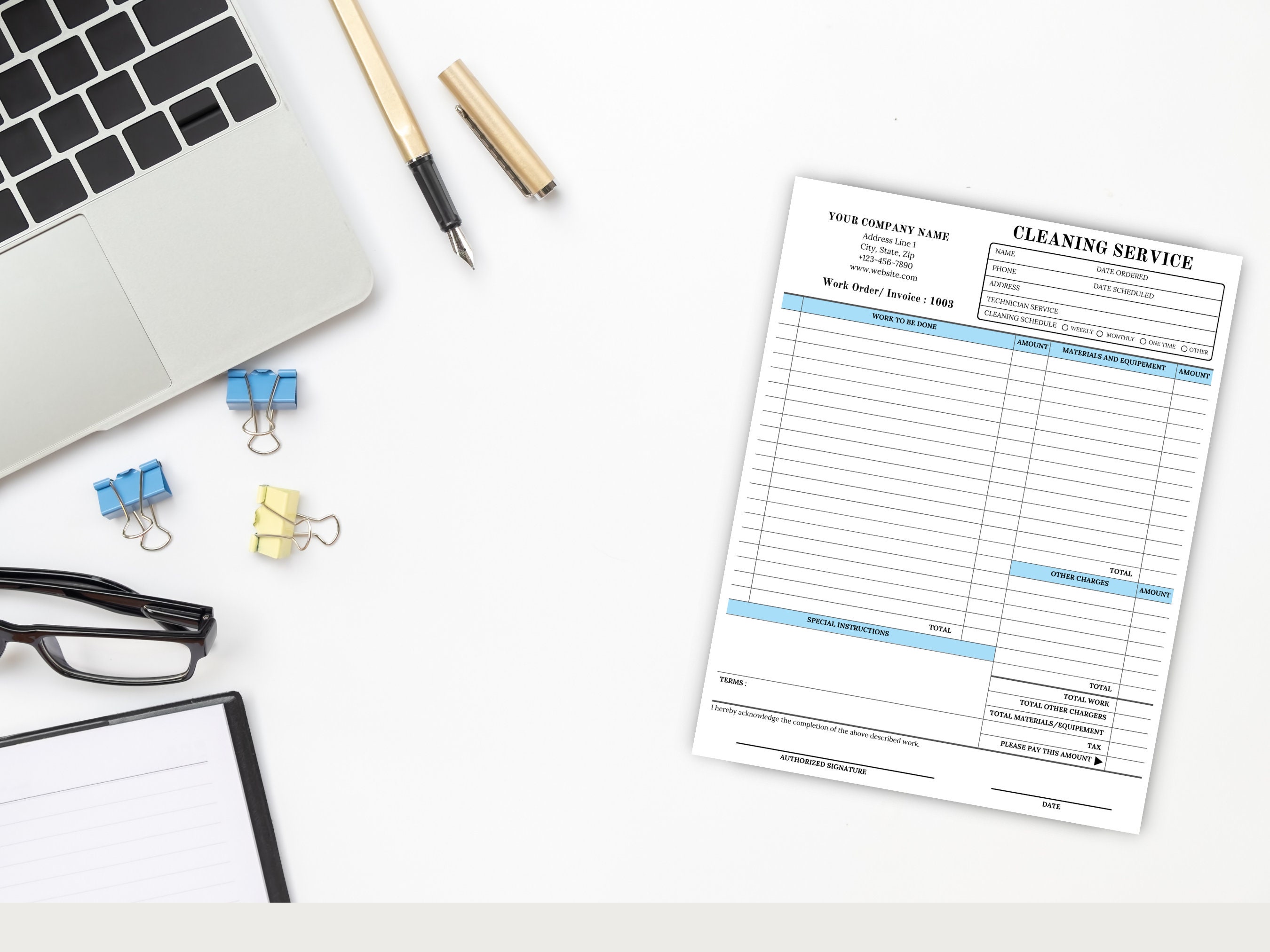 Editable CLEANING WORK ORDER Template, Checklist, Cleaning Business ...