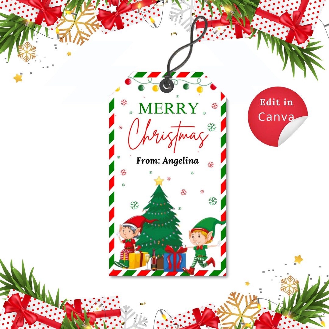 Editable SANTA GIFT TAGS, Christmas Gift Tags With Reindeer Labels for ...