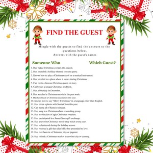 Editable Find the GUEST, CHRISTMAS Party Games, BINGO, Instant Download ...