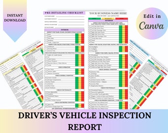 Visual Vehicle Inspection Report Multi-point Inspection Vehicle Inspection Worksheet Printable ...